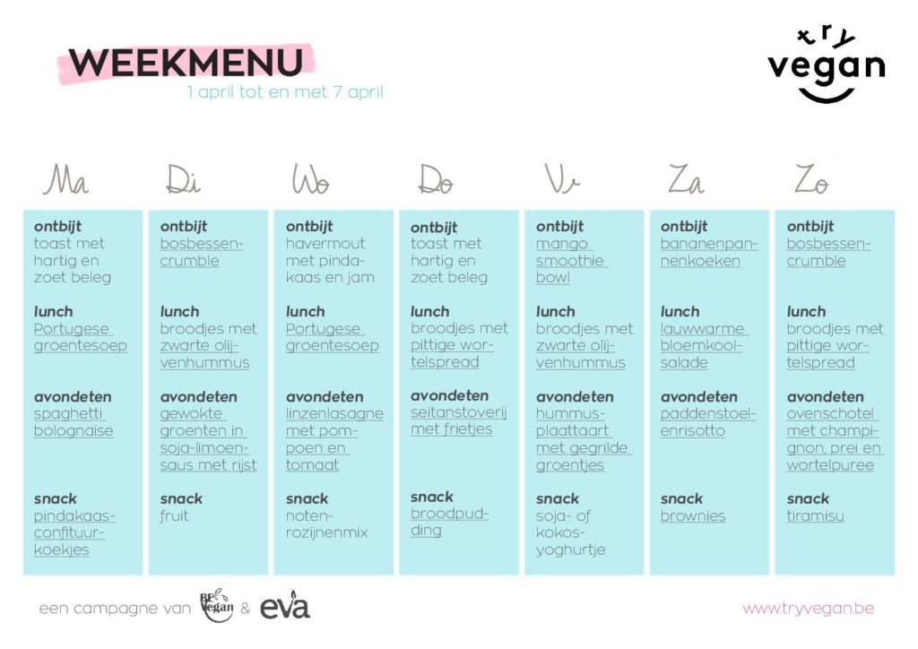 Weekmenu's - Try Vegan
